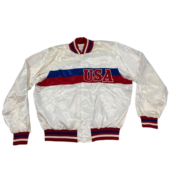 speedline | Jackets & Coats | Vtg Usa Bomber Jacket Mens Large White ...